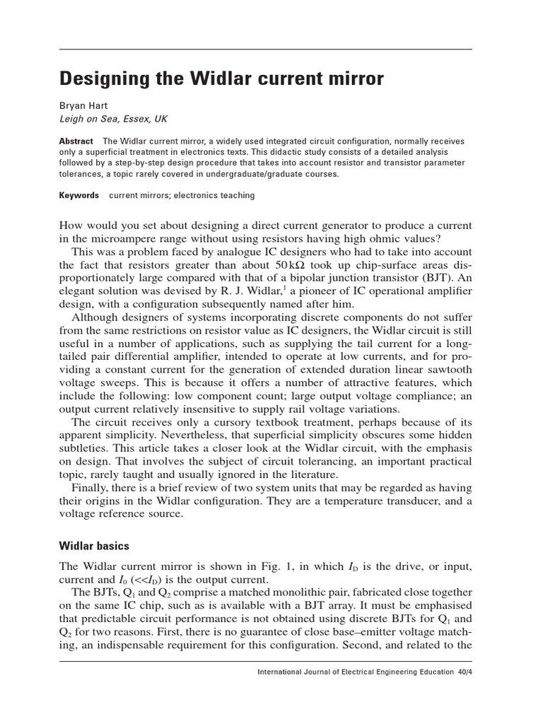 Widlar Current Mirror | Download Free PDF | Bipolar Junction Transistor ...