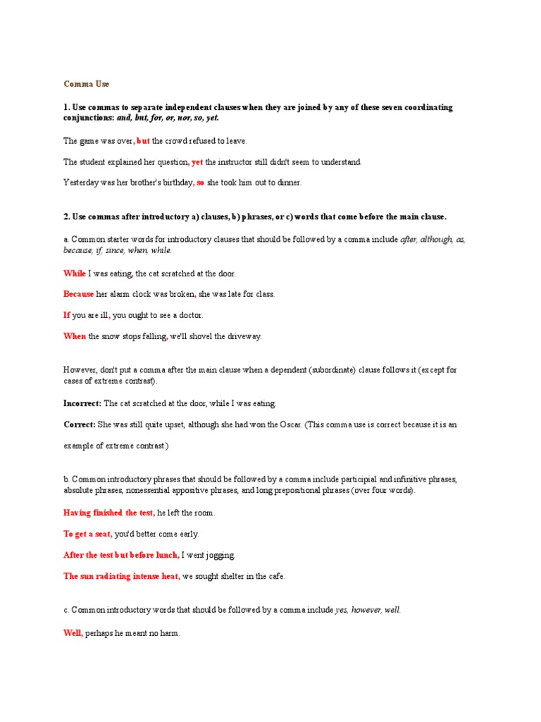 Comma Use:, But, Yet, So | PDF | Clause | Sentence (Linguistics)