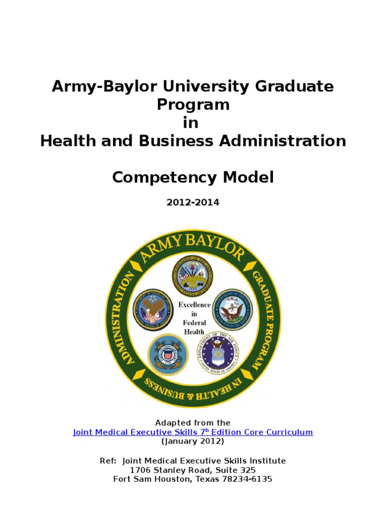 Army-Baylor Mha Competency Model Aligned With Jmes | PDF | Leadership ...