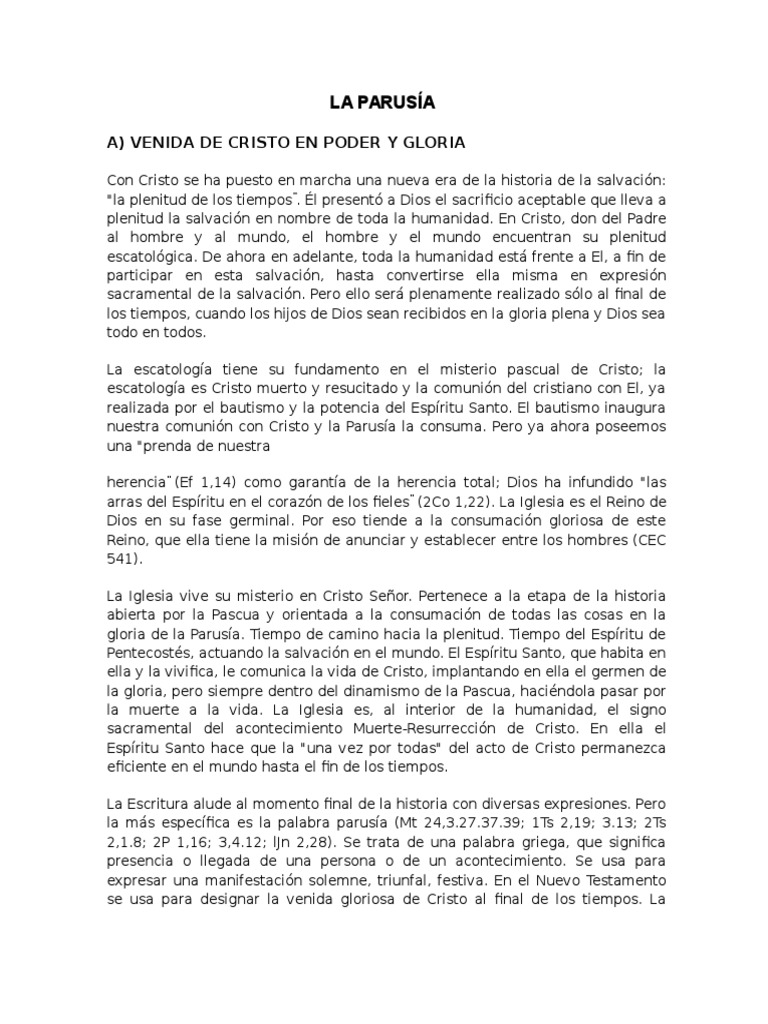 La Parusía | PDF | La resurrección de Jesús | Cristo (título)