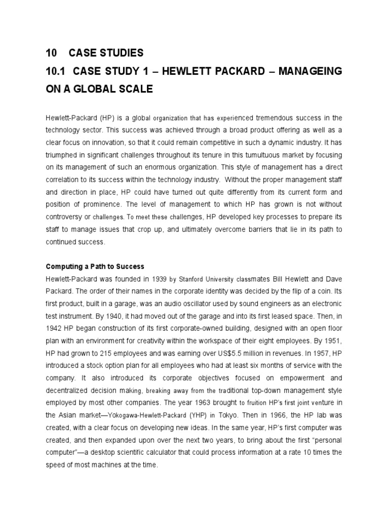 10case Studies | PDF | Hewlett Packard | Strategic Management