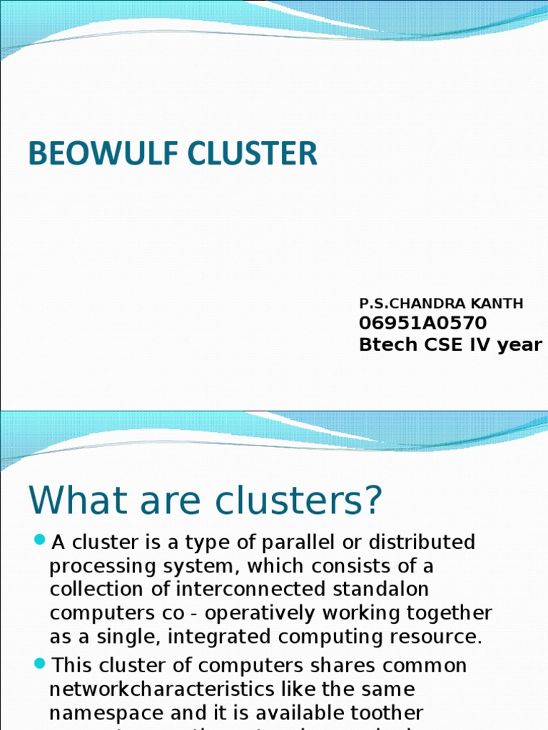Beowulf Cluster Pdf Computer Cluster Message Passing Interface