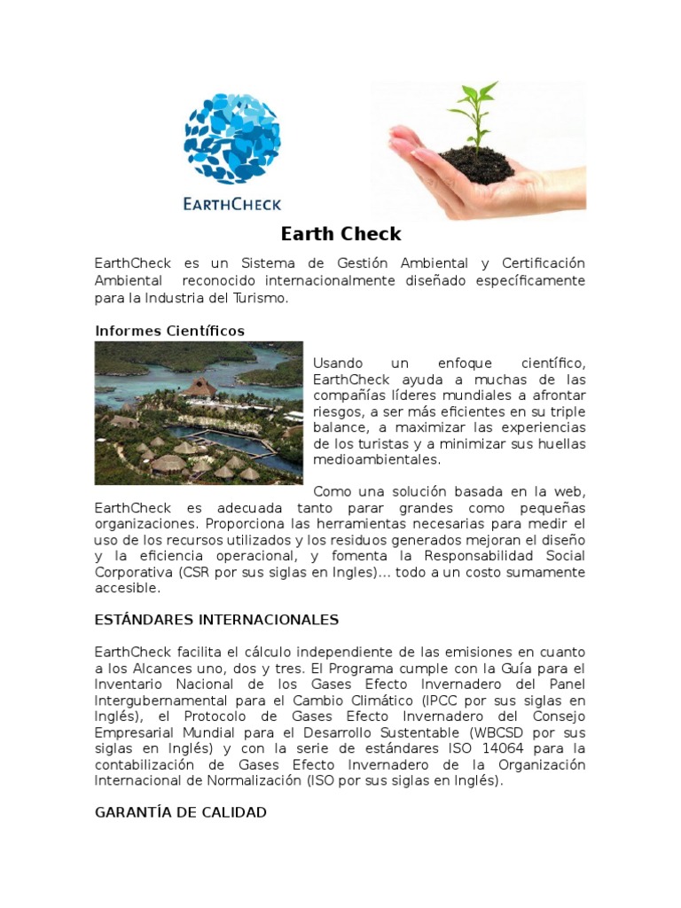 Earth Check | PDF | Efecto invernadero | Turismo