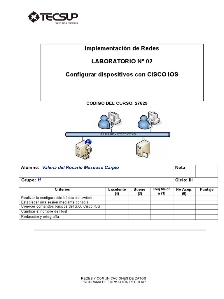 Laboratorio 02 - Configurar Dispositivos Con Cisco IOS | PDF ...