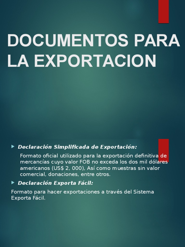 Documentos para La Exportacion | PDF | aduana | Exportaciones