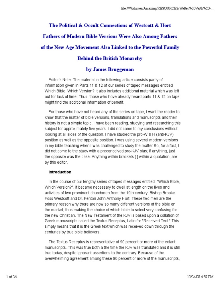 Westcott & Hort | PDF | King James Version | Spiritualism