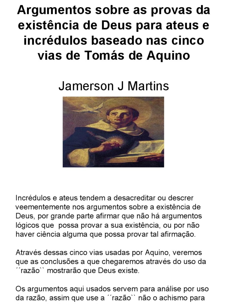 Argumentos Sobre As Provas Da Existência De Deus Para Ateus E
