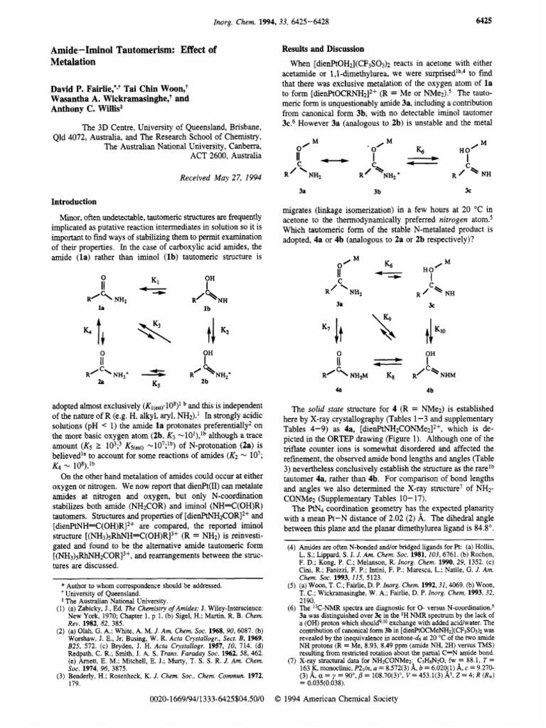 Amide-Iminol Tautomerization | PDF | Proton Nuclear Magnetic Resonance ...