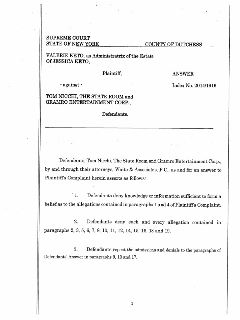 Tom Nicchi's Response in Keto vs. State Room | PDF