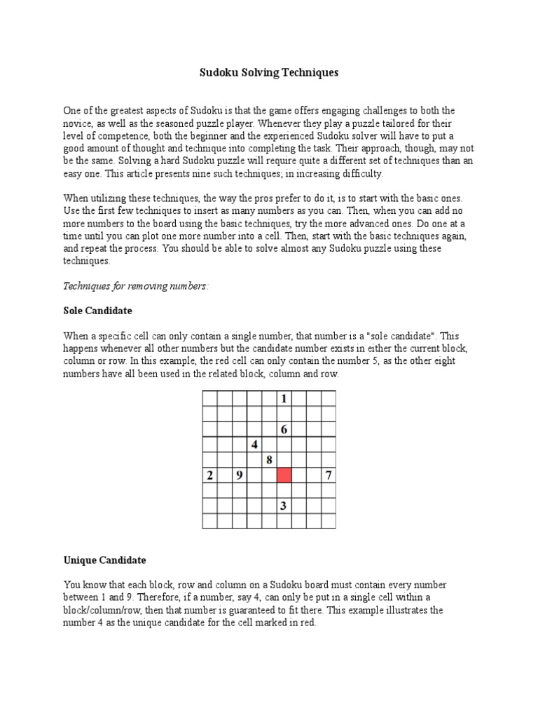 Sudoku Solving Techniques | PDF | Teaching Mathematics | Science