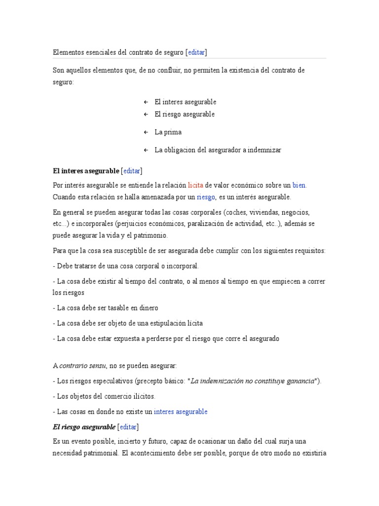 Elementos Esenciales Del Contrato de Seguro | PDF | Póliza de seguros | Reaseguro