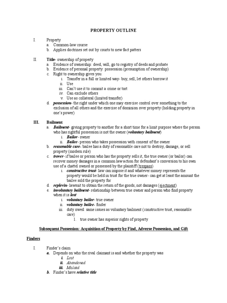 Exam Outline III | PDF | Fee Simple | Adverse Possession