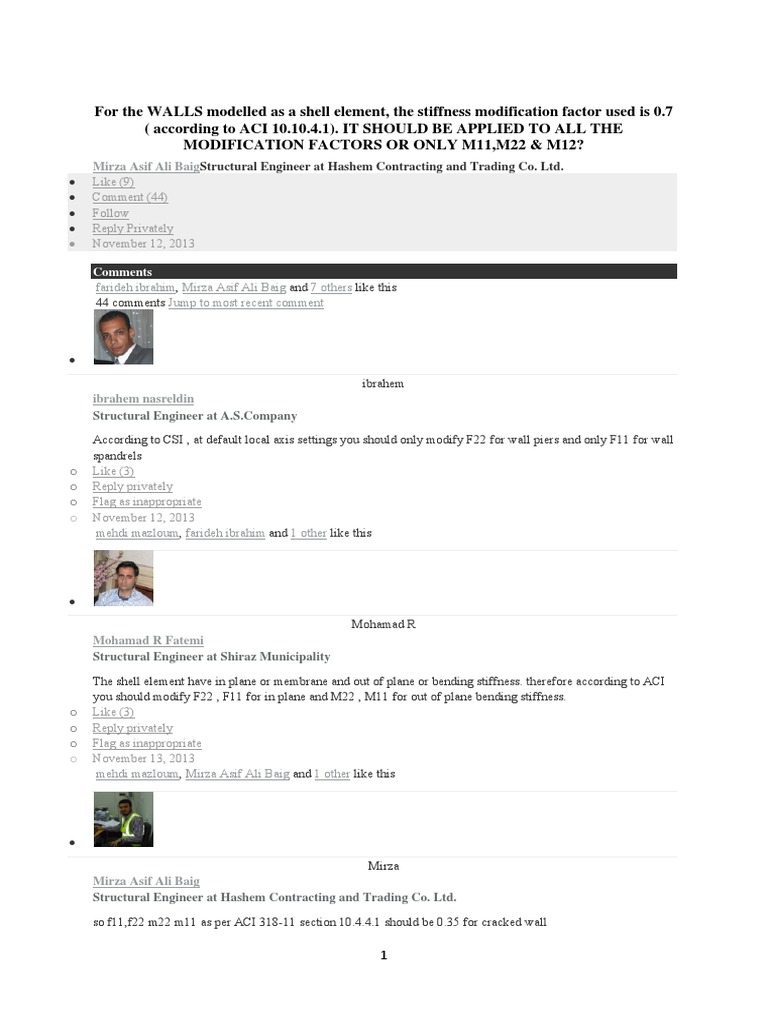 A Linkedin Discusion On The Correct Stiffness Modifiers For Wall Pier 1614