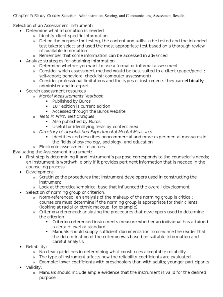 Principles and Applications of Assessment in Counseling Chapter 5 Guide | PDF | Educational ...