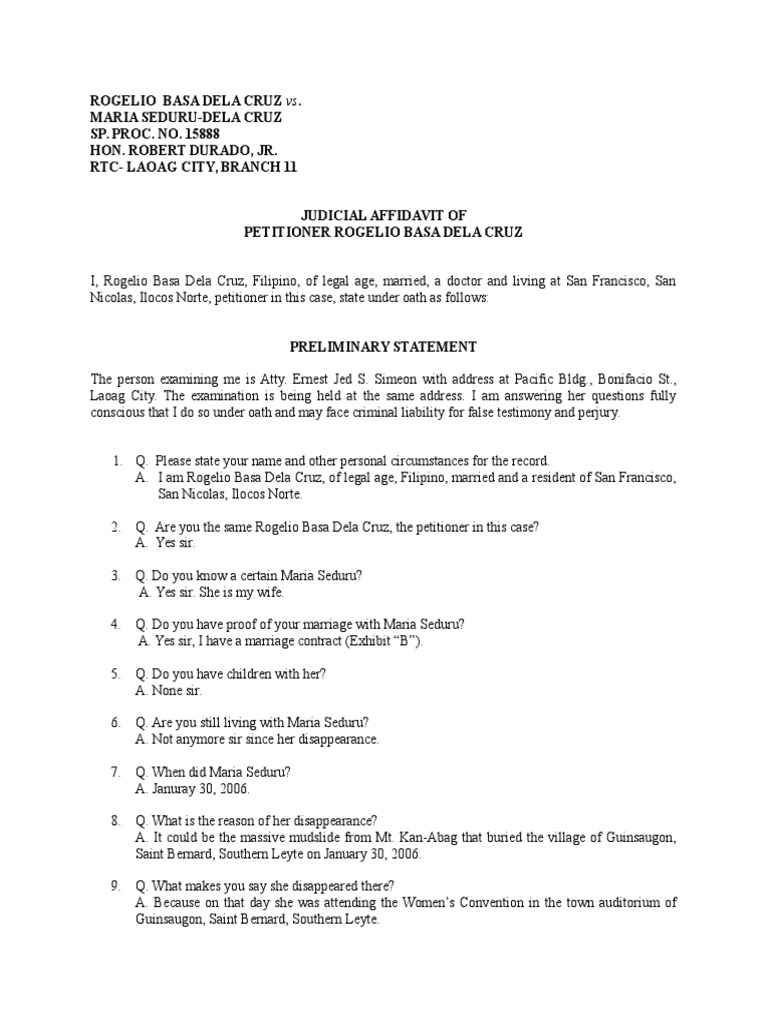 Judicial Affidavit- Criminal Case | Perjury | Justice