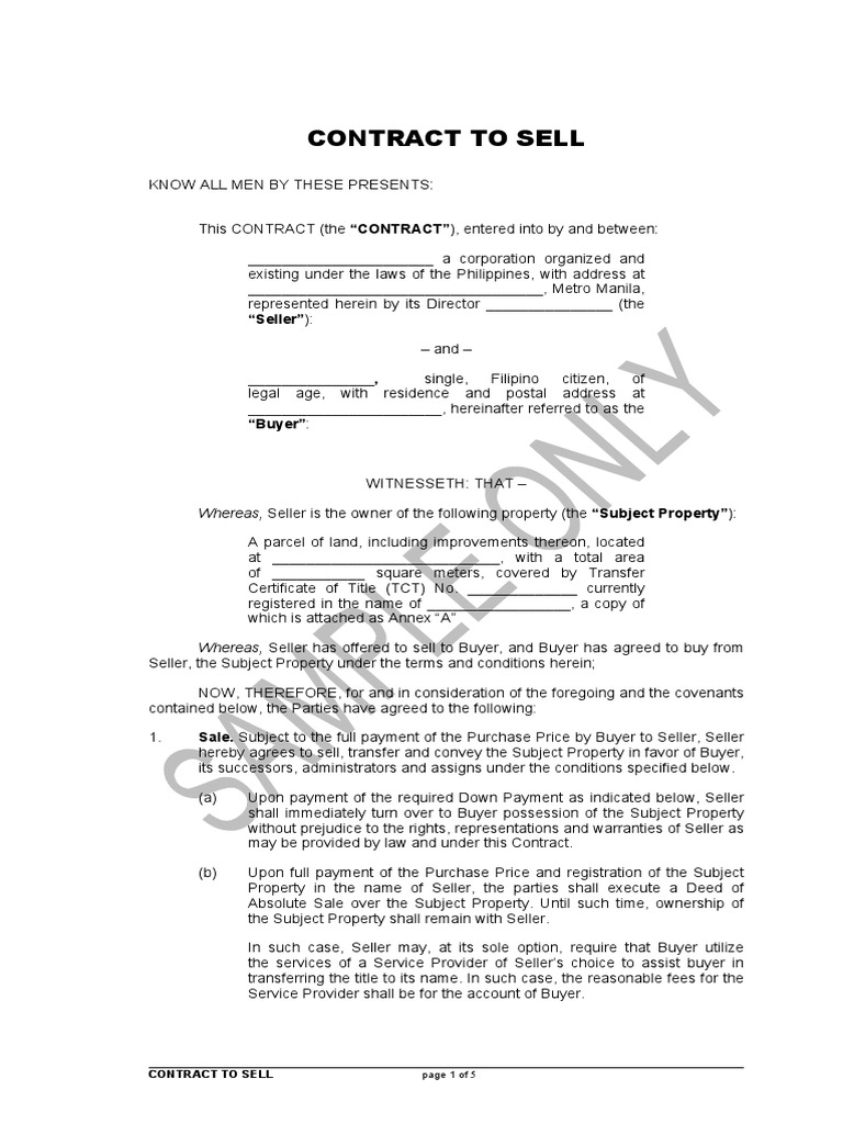 Contract To Sell | PDF | Sales | Taxes