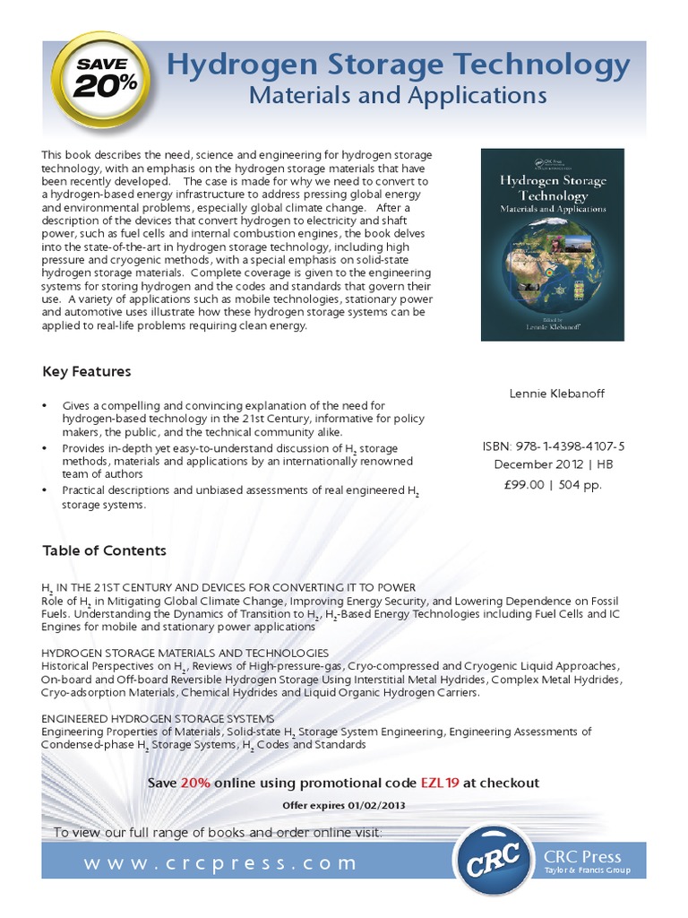 Hydrogen Storage Technology: Materials and Applications | PDF ...