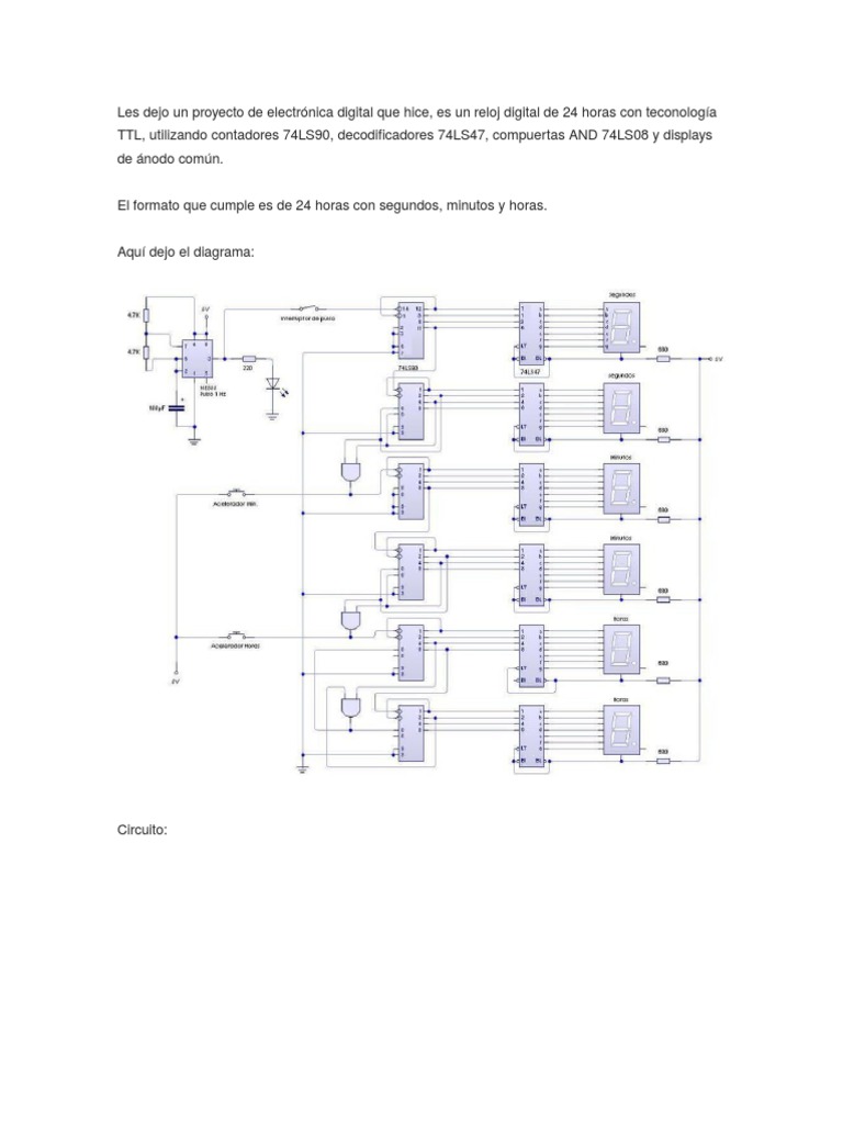 Reloj Digital de 24 Horas con TTL | PDF | Tecnología