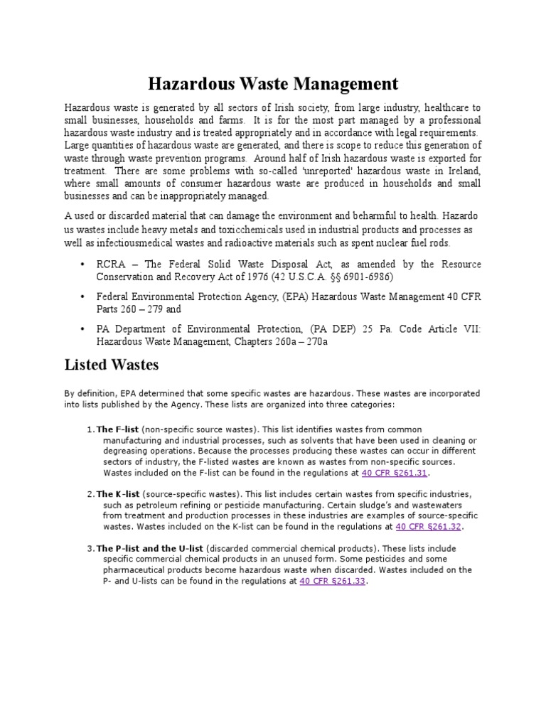 Hazardous Waste Management | PDF | Hazardous Waste | Resource ...