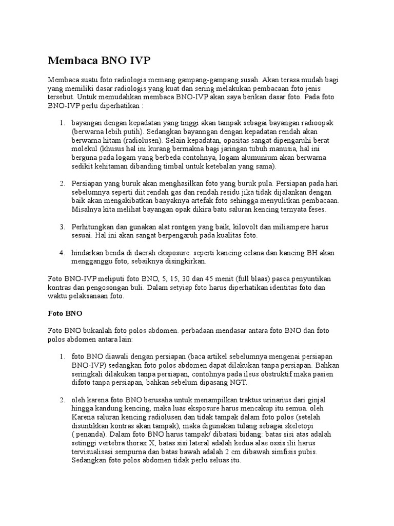 Memahami Foto Radiologi BNO-IVP | PDF