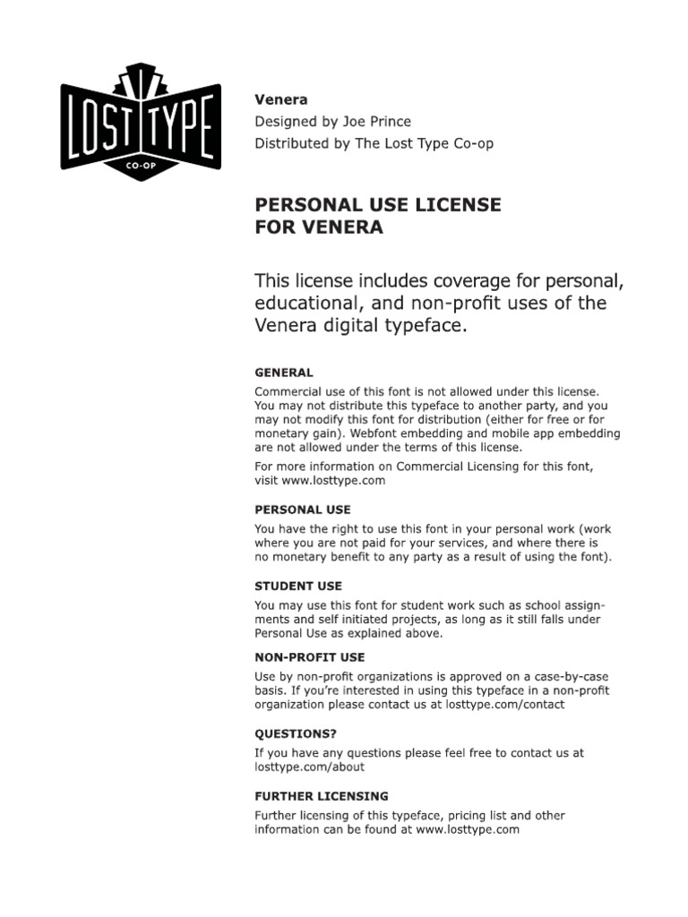 Venera Personal License | PDF