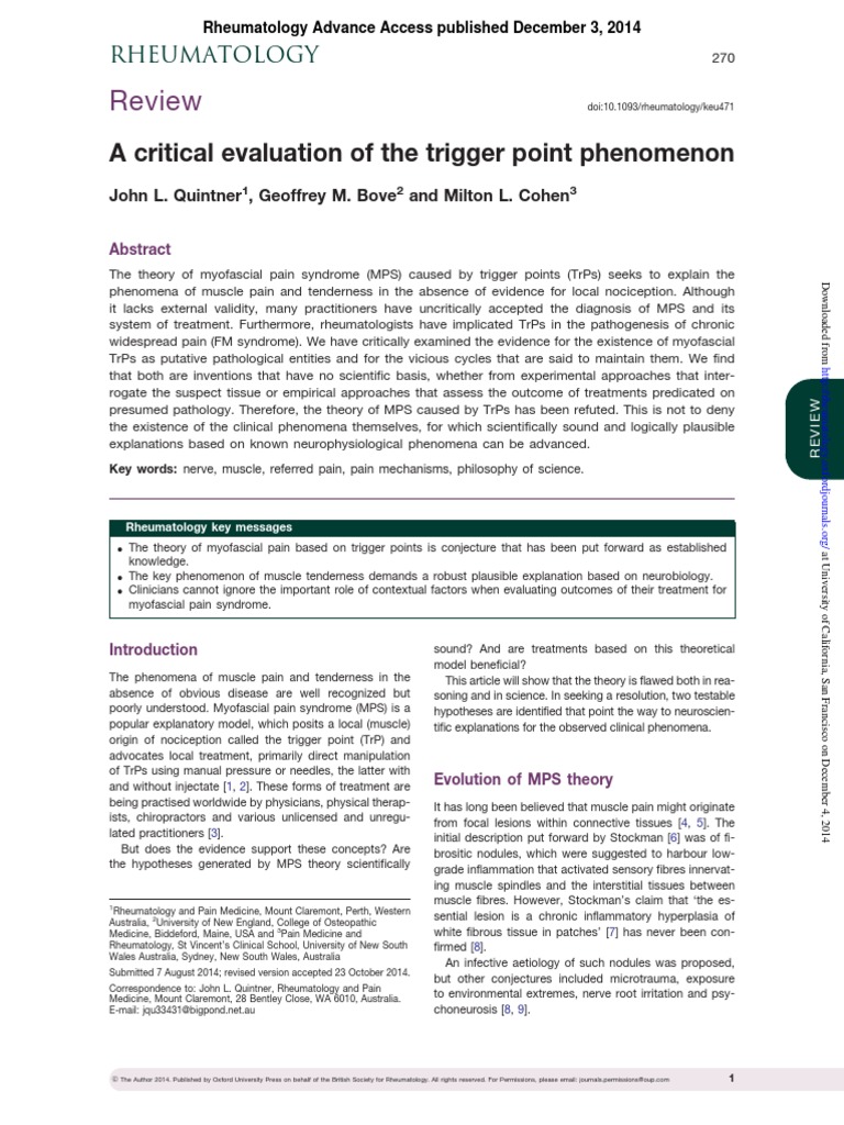 Critique of Myofascial Pain Syndrome Theory | PDF | Myofascial Trigger ...