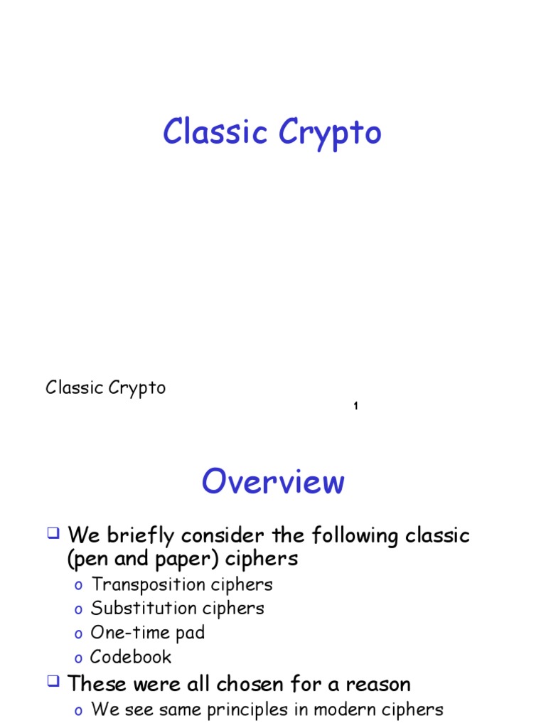 Classic Cryptography | PDF | Cryptanalysis | Cryptography