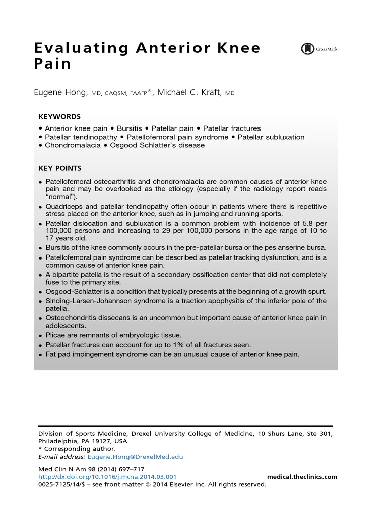 2014 Evaluating Anterior Knee Pain | PDF | Knee | Osteoarthritis