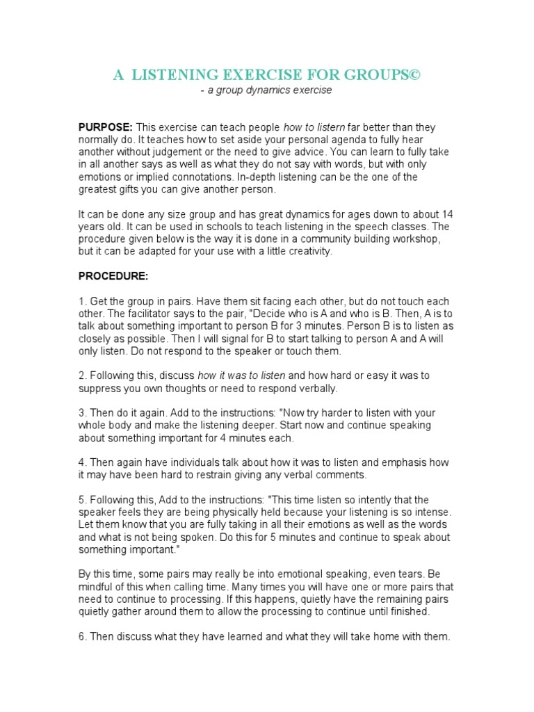 Listening Exercises | PDF | Behavioural Sciences | Cognitive Science