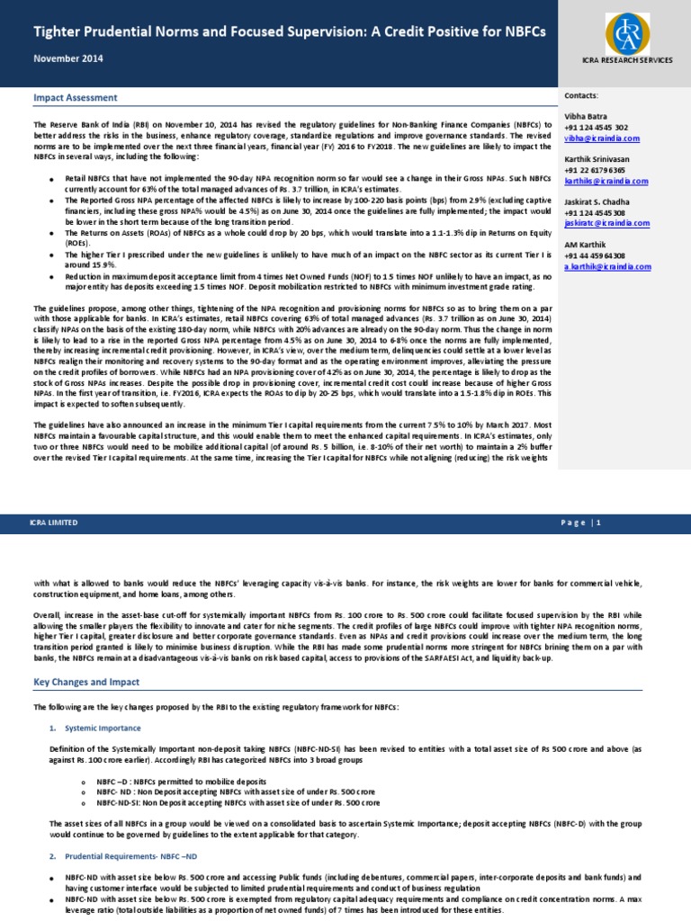 Icra Report On Recent Changes NBFC | PDF | Non Bank Financial ...