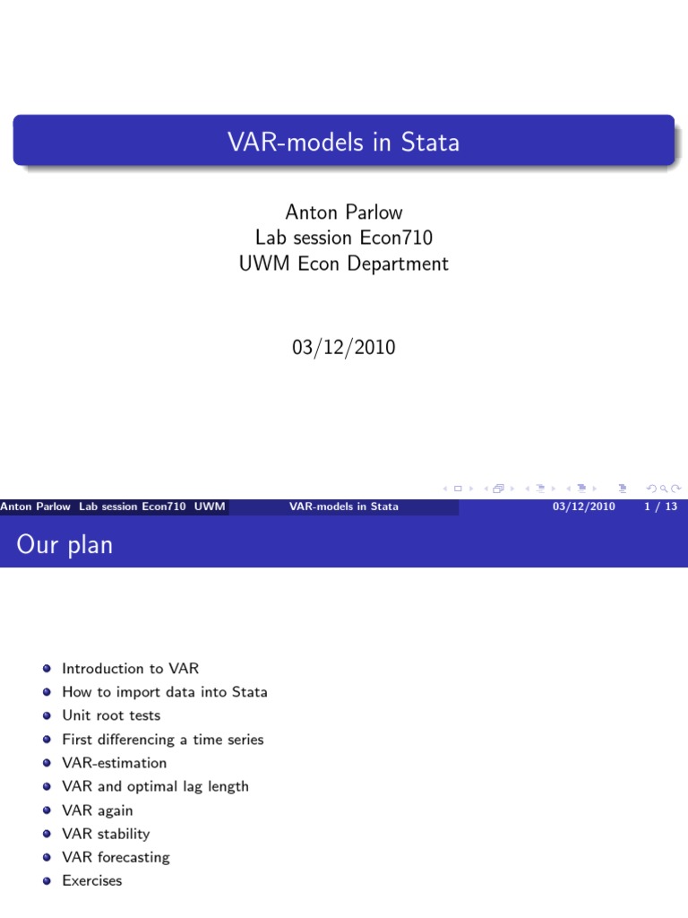 var models in stata | Vector Autoregression | Applied Mathematics
