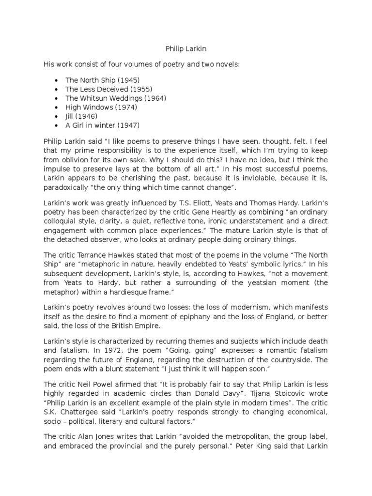 Philip Larkin | PDF | Poetry | Science