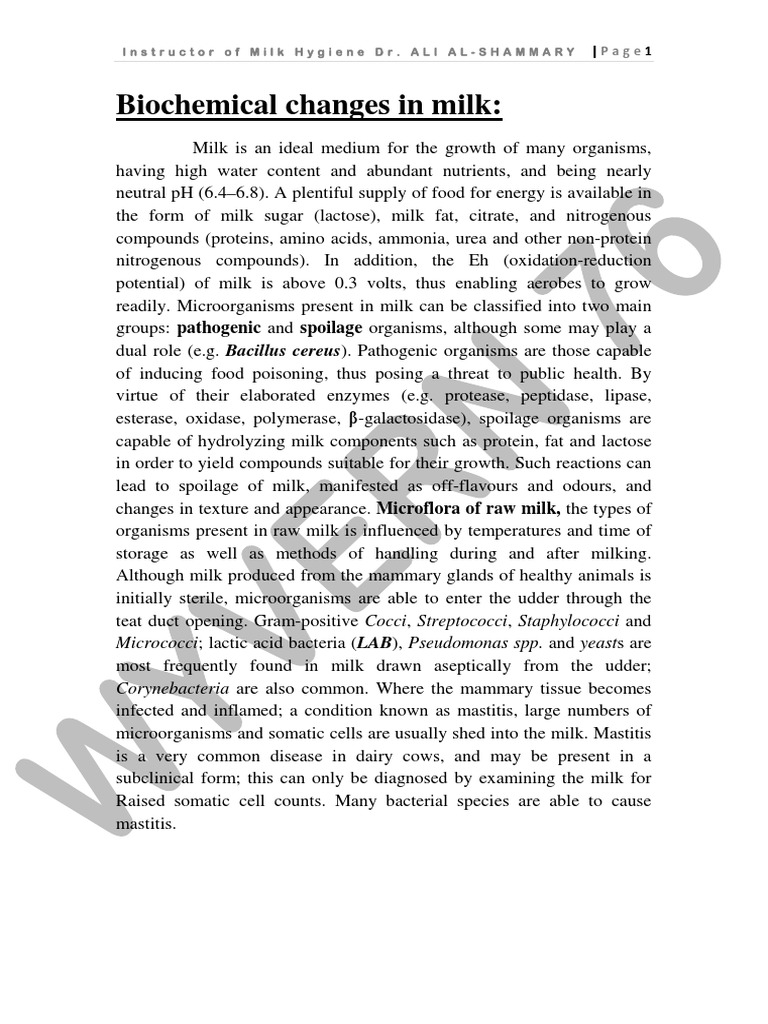 Microbial Changes and Spoilage in Milk | PDF | Fermentation | Milk