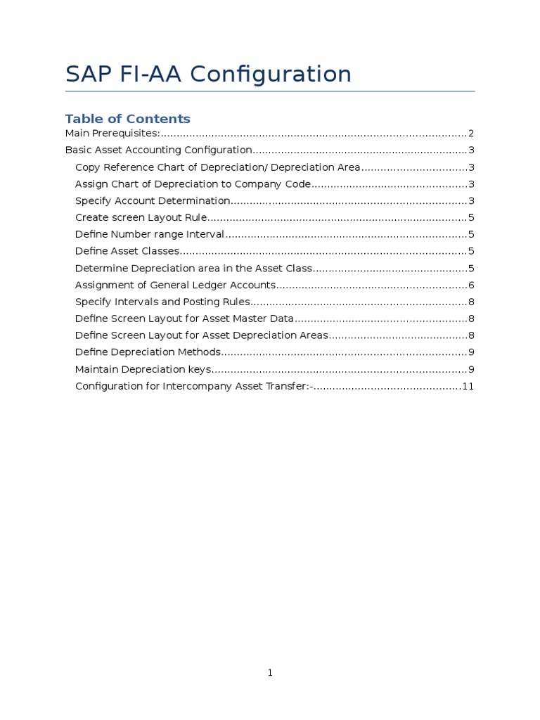 SAP FI-AA Configuration Guide | PDF | Depreciation | Debits And Credits