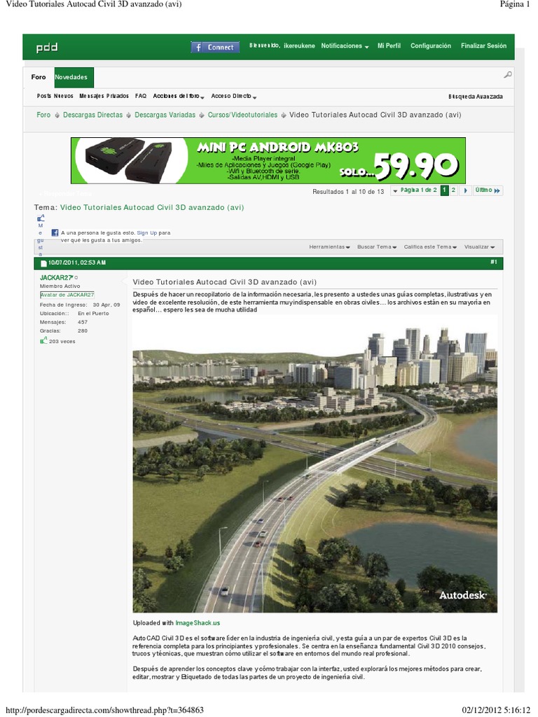 Video Tutoriales Autocad Civil 3D Avanzado (Avi) | PDF | Foro de Internet | Tecnología digital