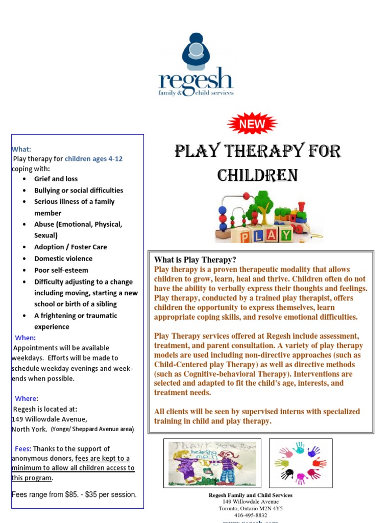 Play Therapy for Children 4-12 in Toronto | PDF