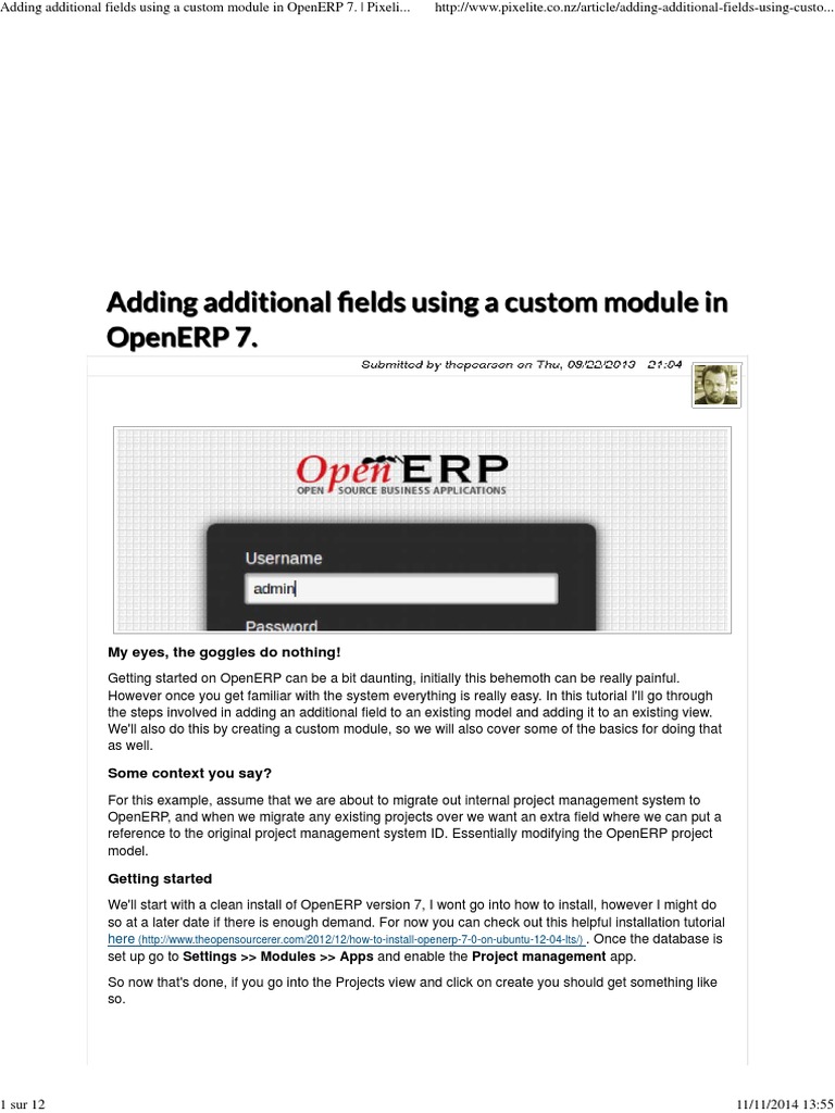 Adding Additional Fields Using A Custom Module In Openerp 7 Pdf X Path Xml