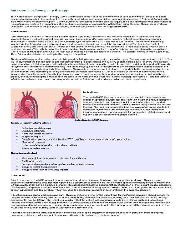 IABP Therapy: Nursing Care Overview | PDF | Coronary Circulation ...