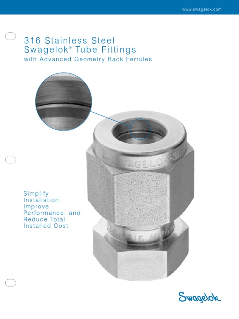 Swagelok Fittings Valve Mechanical | PDF | Stainless Steel | Vacuum Tube