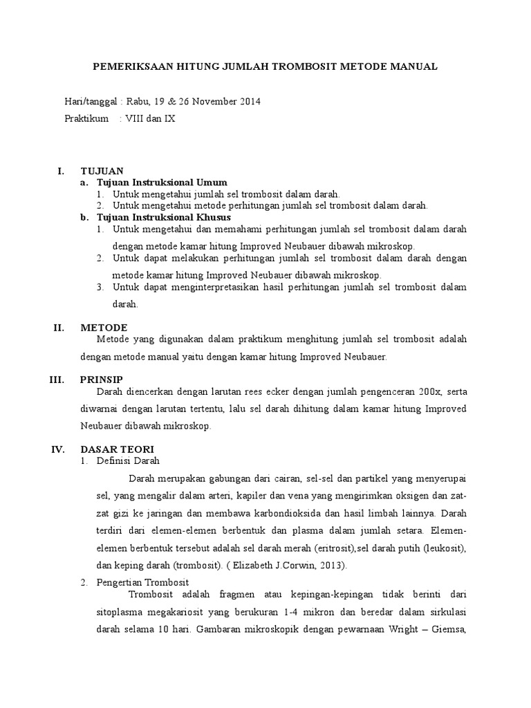 Hitung Jumlah Trombosit | PDF