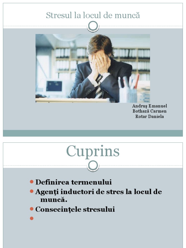 Stresul la locul de muncă