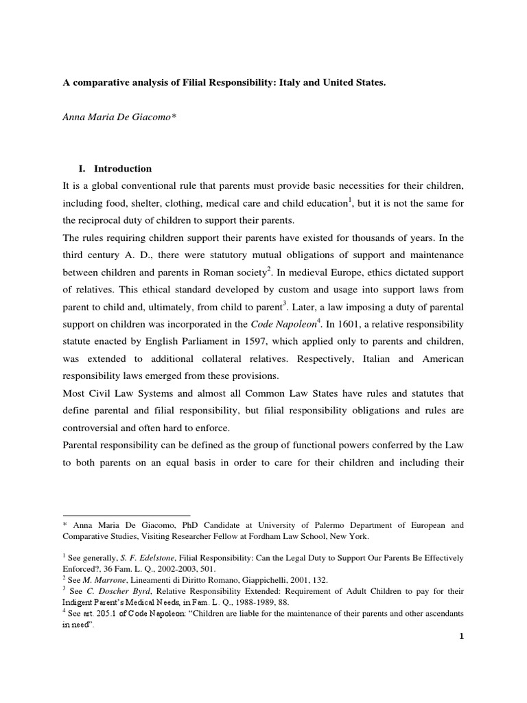 A Comparative Analysis of Filial Responsibility | PDF | Child Support ...