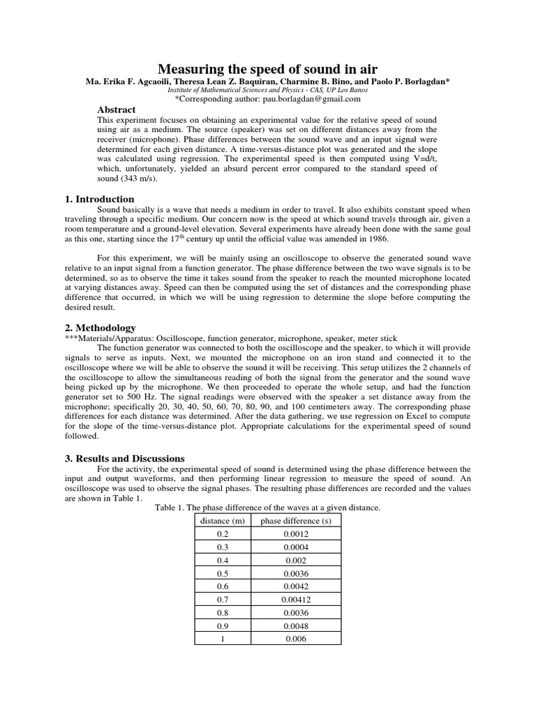 Measuring Speed of Sound | PDF | Interference (Wave Propagation) | Waves