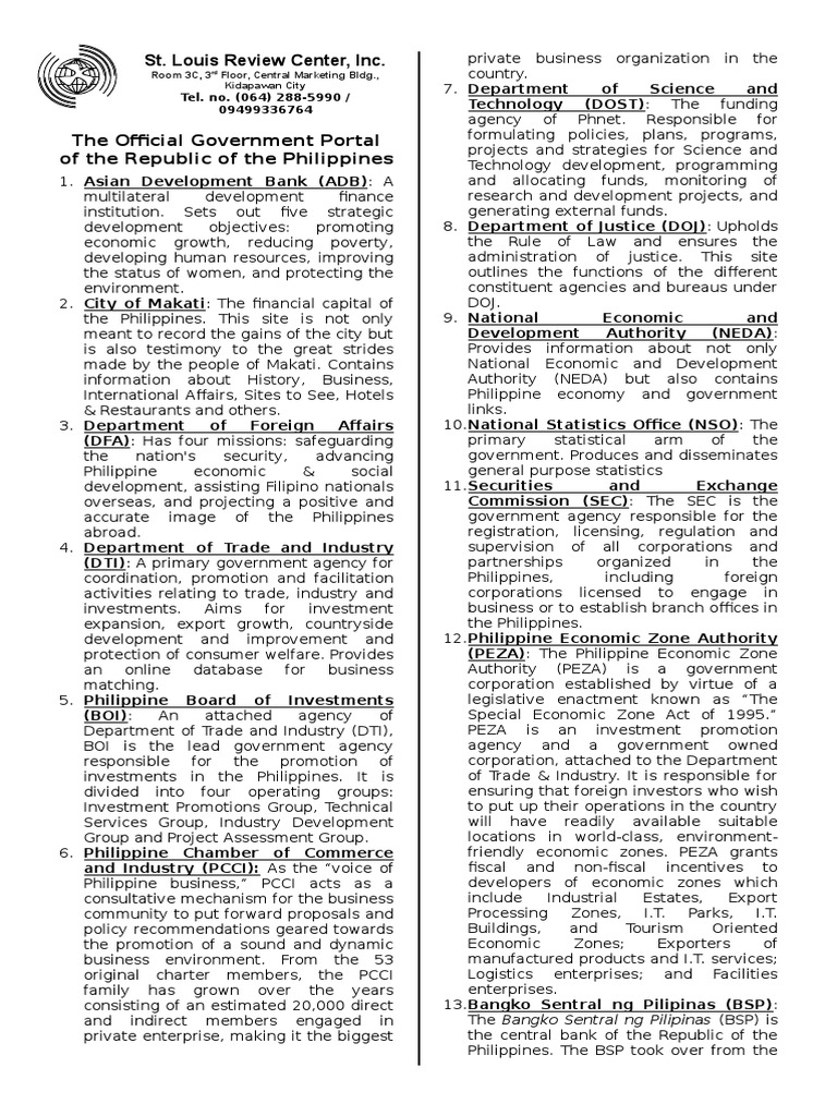 Government Agencies and Its Functions & Cabinet Members of The ...