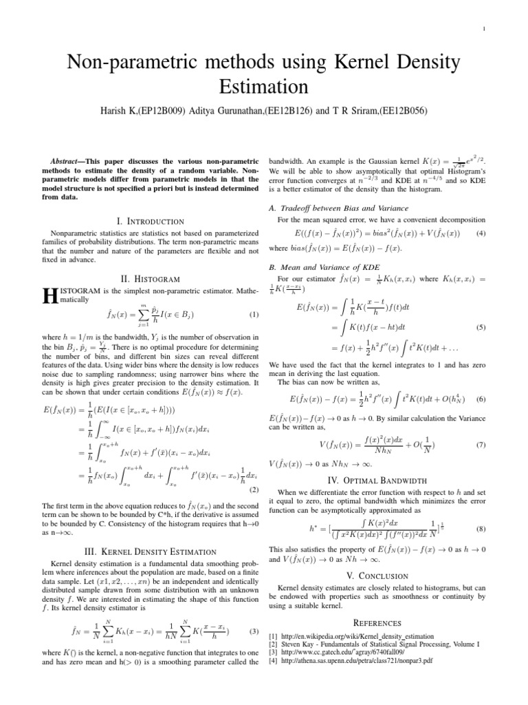 Non-Parametric Methods Using Kernel Density Estimation | PDF | Nonparametric Statistics | Histogram