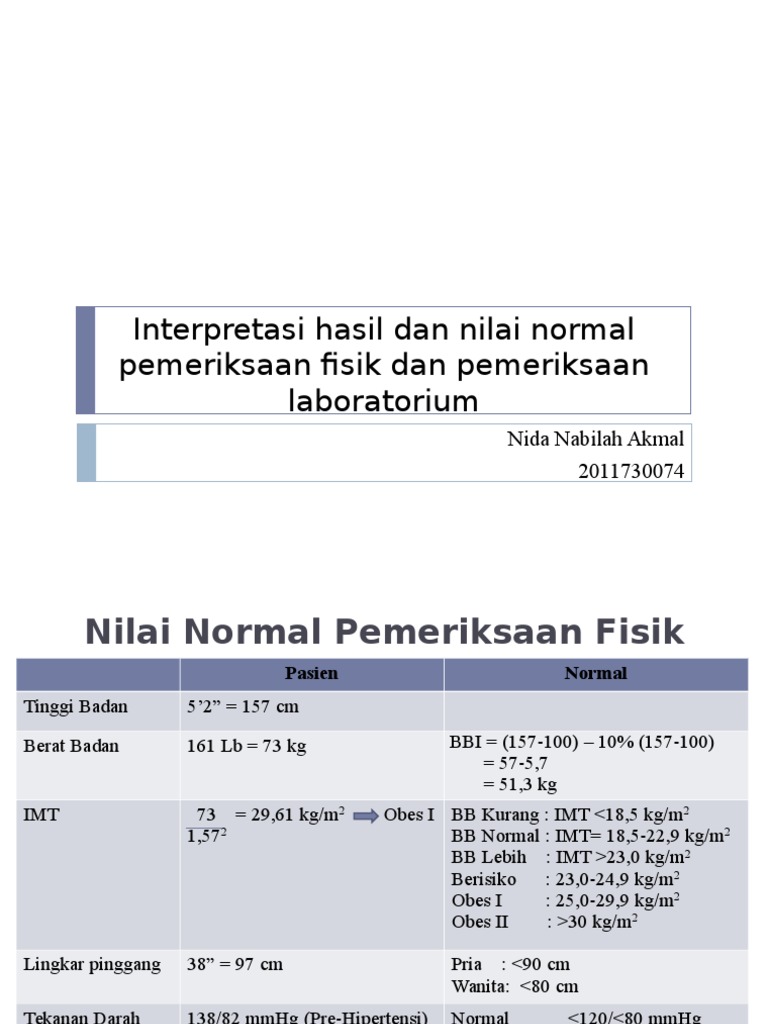 Interpretasi Hasil Dan Nilai Normal PF Dan PL | PDF