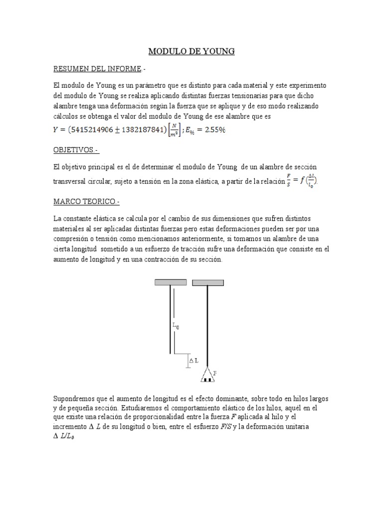 Lab Modulo de Young PDF | El módulo de Young | Elasticidad (Física)