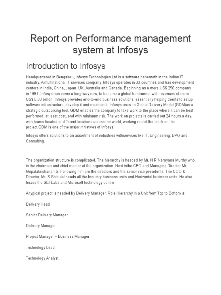 Report On Performance Management System at Infosys | PDF | Performance ...