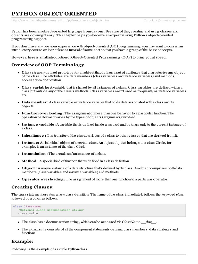 Python Classes Objects PDF | PDF | Class (Computer Programming) | Method (Computer Programming)