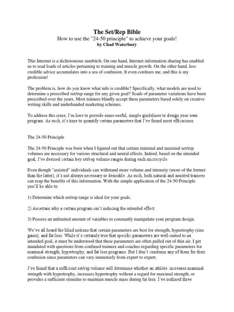 The Set-Rep Bible | PDF | Muscle Hypertrophy | Strength Training